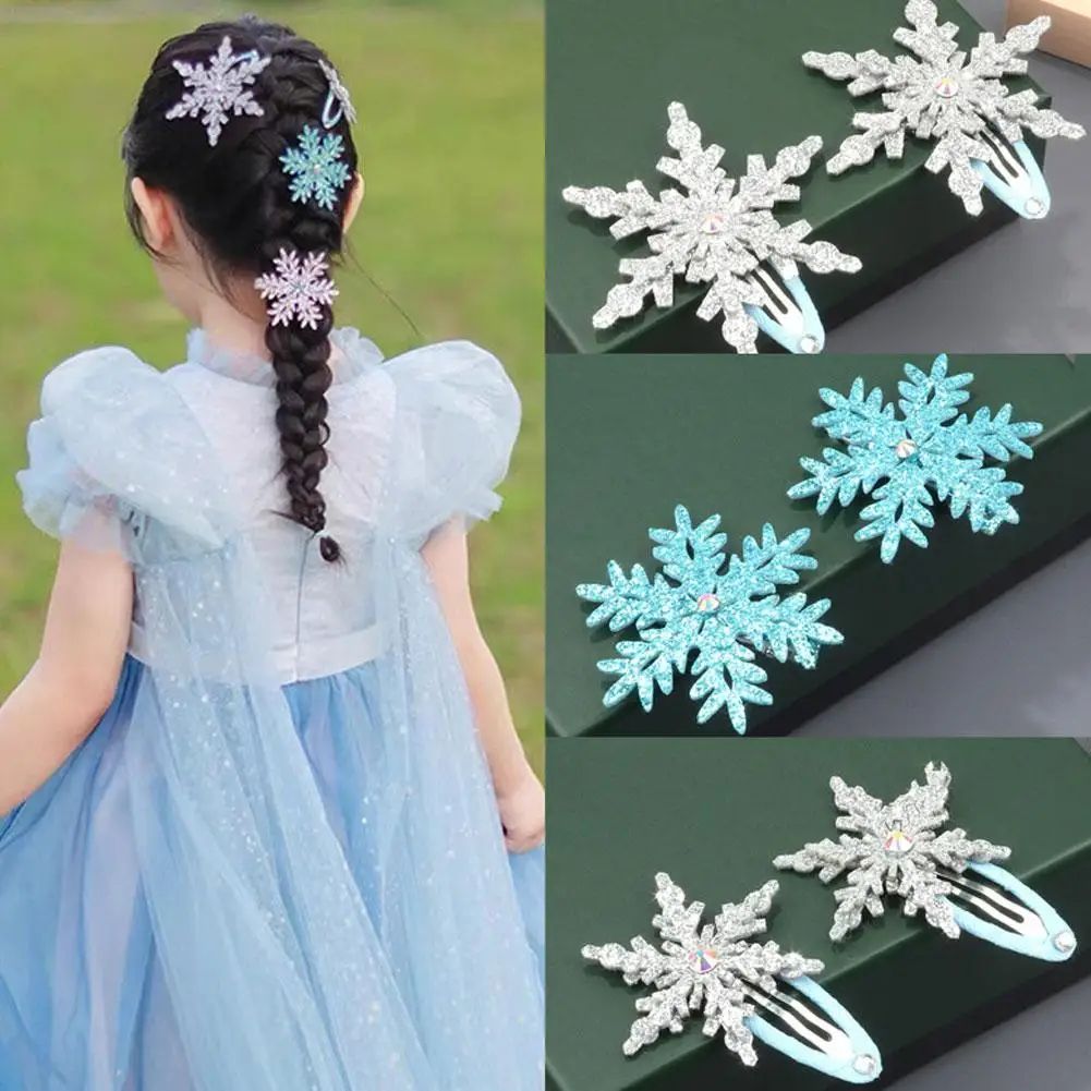 Princess-Snowflake-Hair-Clip-Blue-White-Christmas-Hair-Accessories-For ...