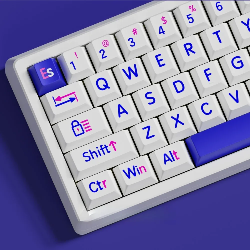 Original-Klein-Blue-Theme-Keycap-125keys-PBT-Custom-Big-Letter-Keyboard ...