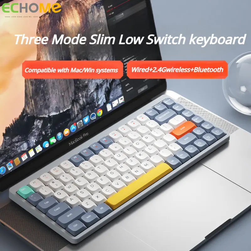 ECHOME Wireless Mechanical Keyboard Bluetooth RGB Backlight Ultra-thin ...