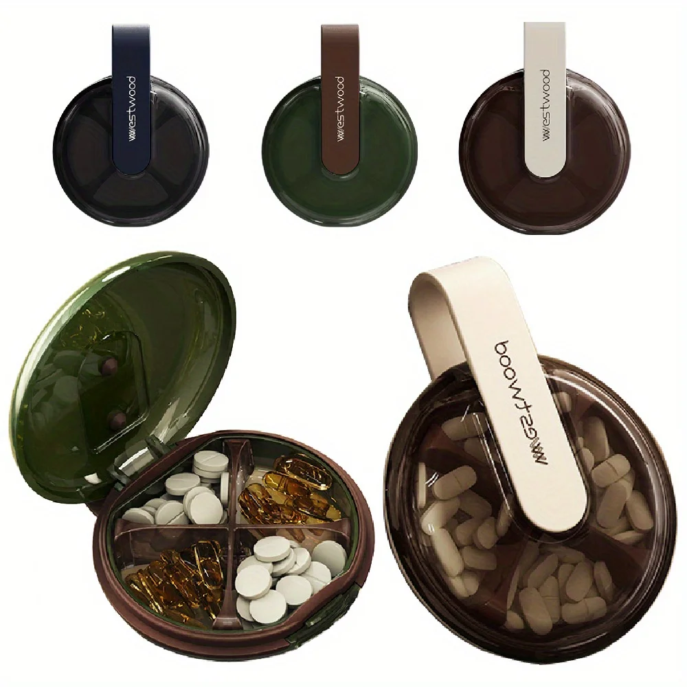 Travel-Pill-Organizer-Cute-Small-Pill-Box-4-Compartment-Pocket-Pharmacy ...