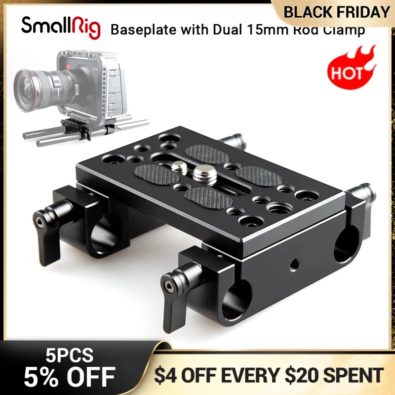 SmallRig-Camera-Trip-Baseplate-15mm-Rod-Clamp-Railblock-para-Rod ...
