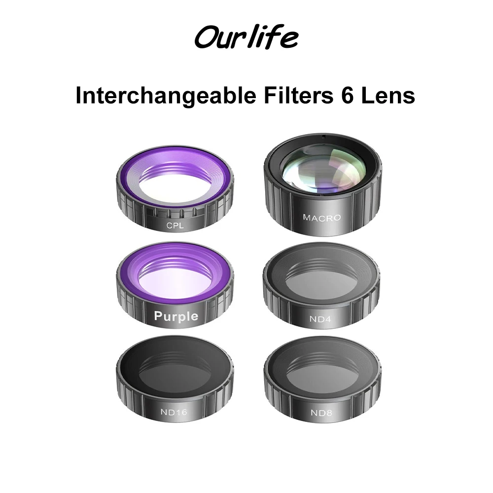 Ourlife Interchangeable Filters Set 6 Pack CPL(Polarizing)/Puple/Macro ...