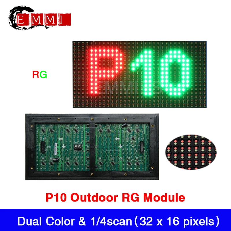 P10 Outdoor Dual Color Red/green Led Display Panel 320mm X 160mm, 32 X ...