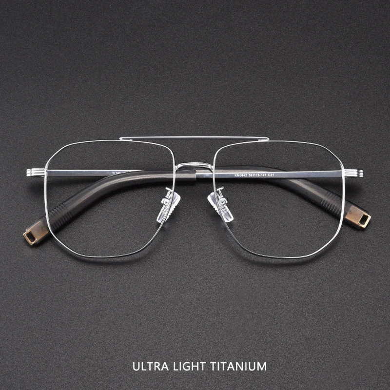 Gafas-Retro-de-doble-puente-para-hombre-lentes-de-titanio-puro ...