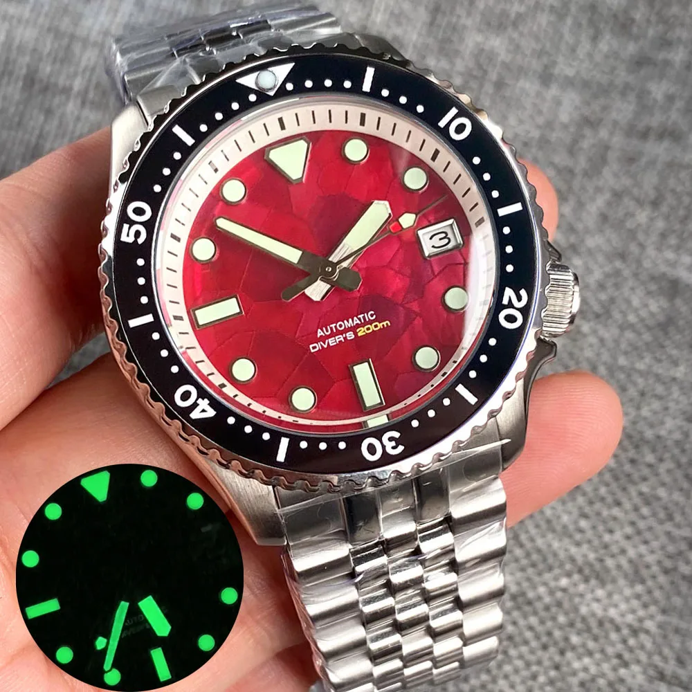 Tandorio Red Gloss Shell Dial 41mm NH35AA 200M Waterproof Automatic ...