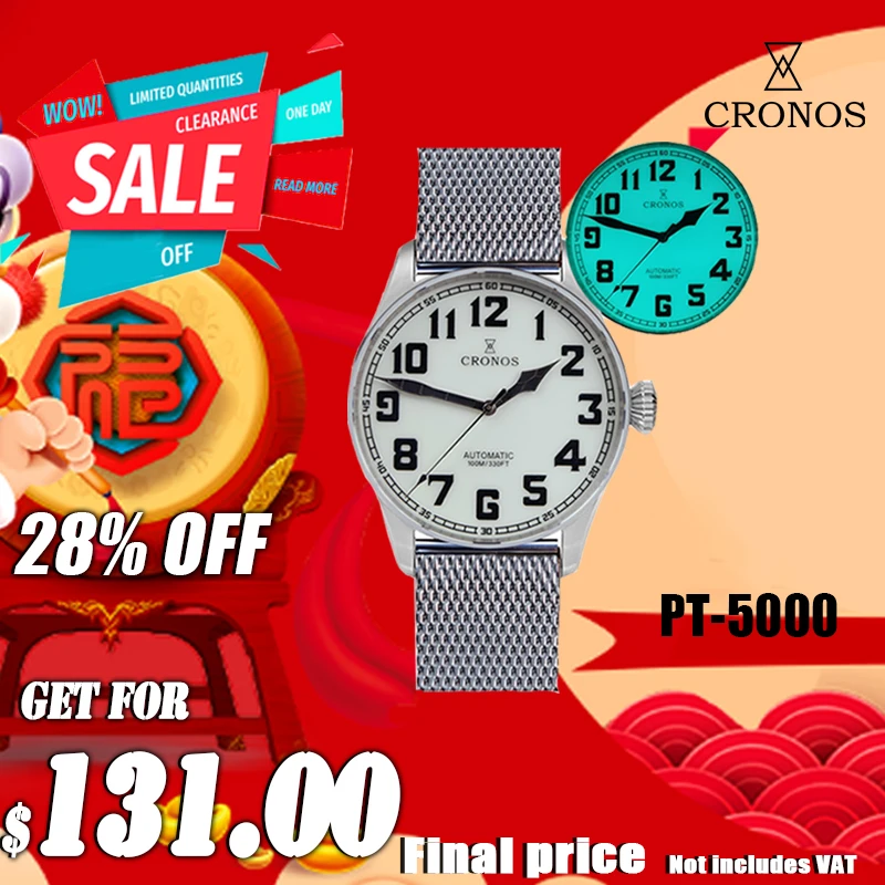 Cronos-Pilot-Flieger-Mechanical-Watch-For-Men-Stainless-Steel-Blue ...