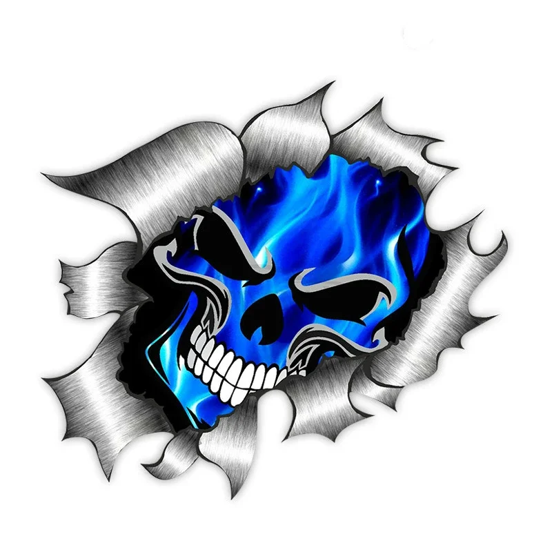 Car-Stickers-3D-Blue-Flames-Skull-for-Auto-Body-Window-Bumper-Trunk ...