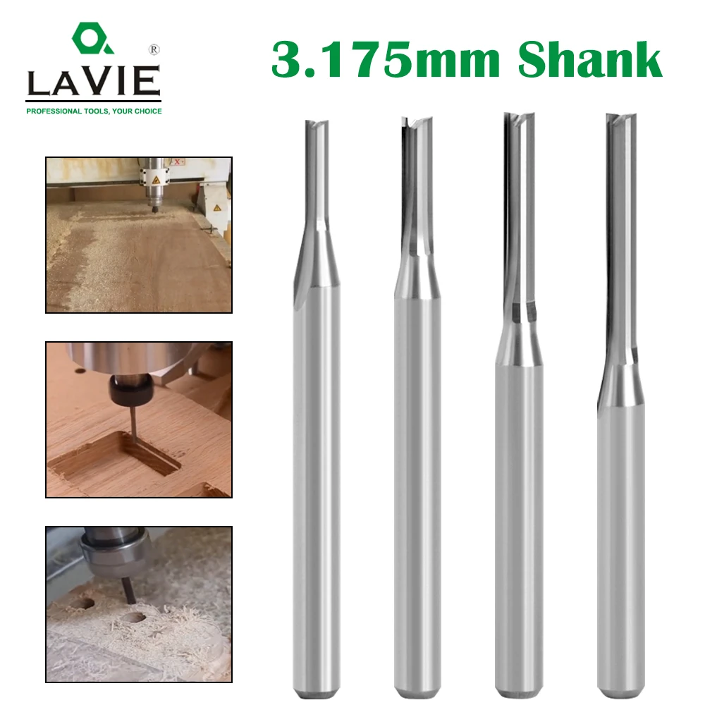 LAVIE 3.175mm Double Edged Straight Groove Router Bit Set Alloy Non ...
