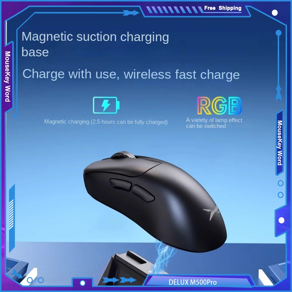 DELUX-M500Pro-Mouse-Gaming-Com-Fio-Sem-Fio-2-4G-Retorno-8K-PAW3395 ...