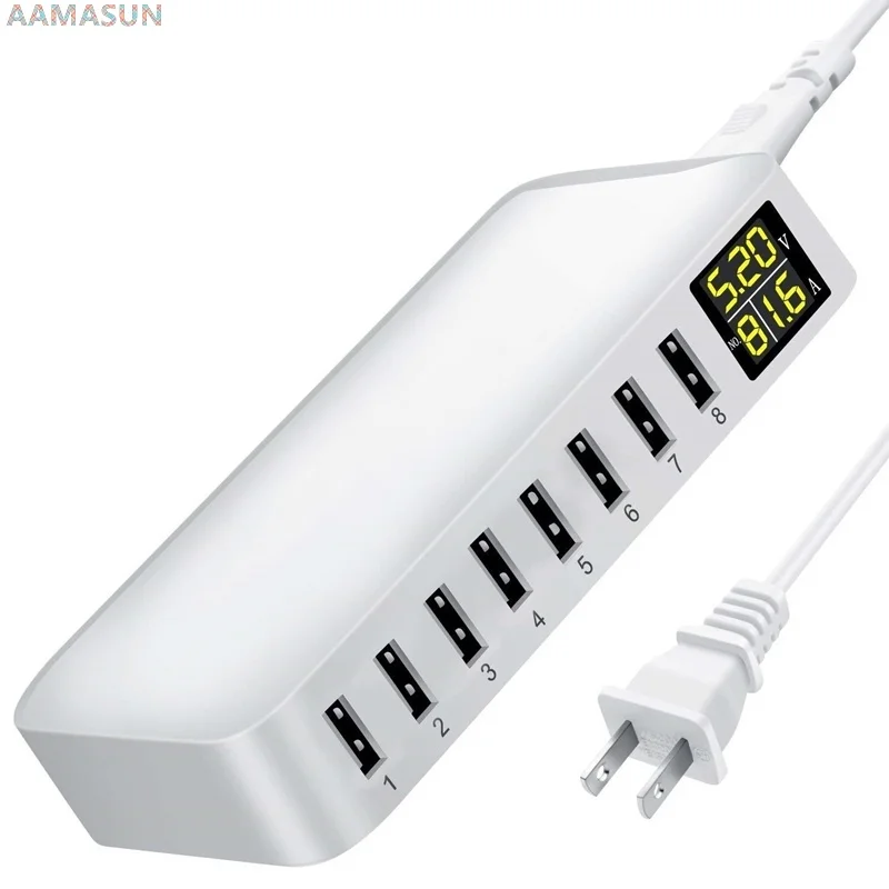 Multi-8-Port-USB-Fast-Charger-Desktop-Phone-Carregador-LCD-Display ...
