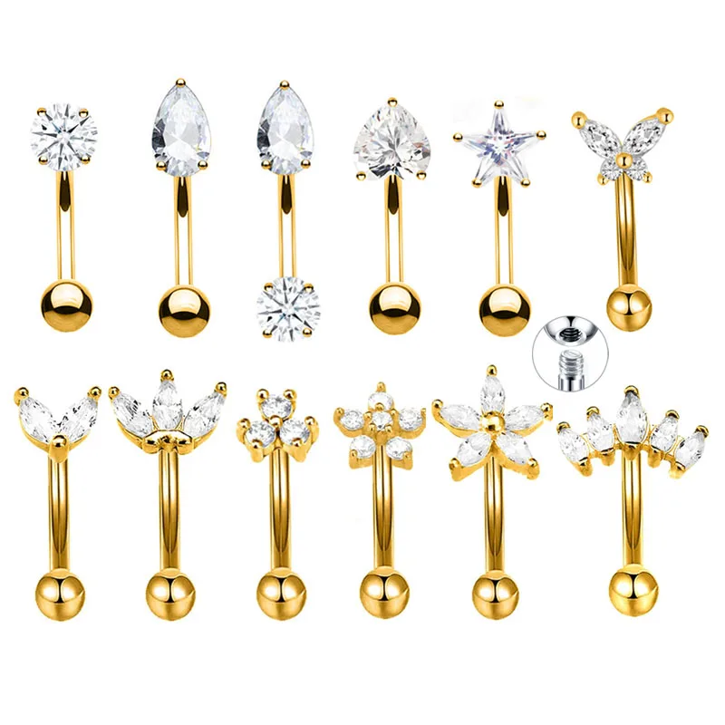 Flower Leaf Butterfly Heart Eyebrow Piercing Star Petals Drop Cartilage ...