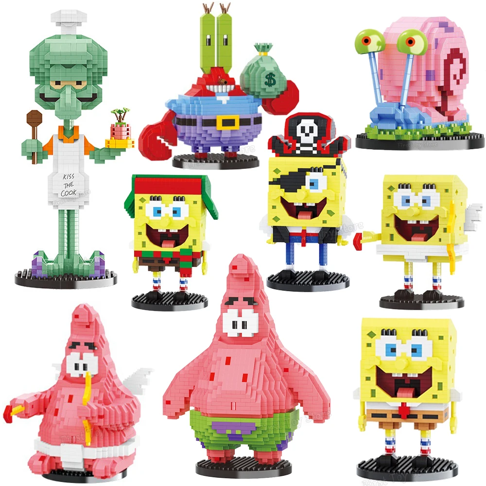 New SpongeBob SquarePants Cartoon Building Blocks Anime Figure Patrick ...