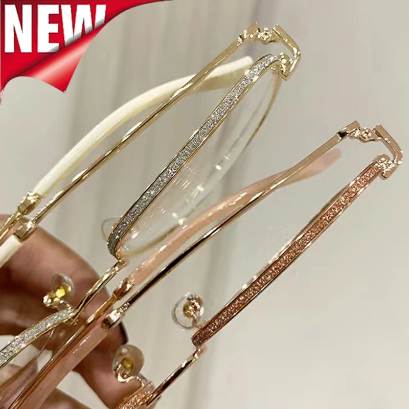 Glasses-Glitter-Metal-Frame-Women-Anti-Blue-Light-Square-Eyewear ...