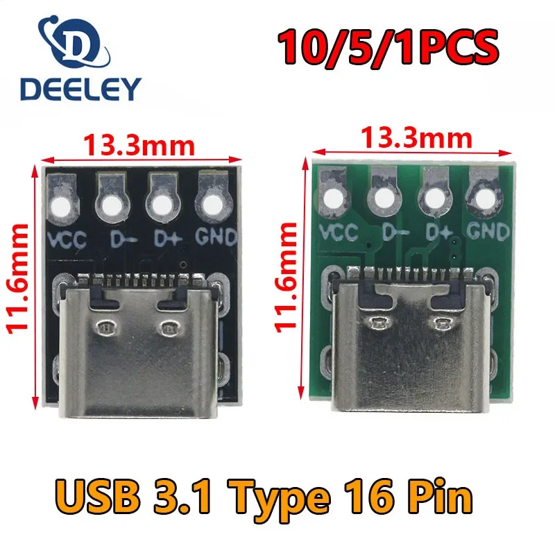 10-5-1Pcs-USB-3-1-Type-C-Connector-16-Pin-Test-PCB-Board-Adapter-16P.jpg