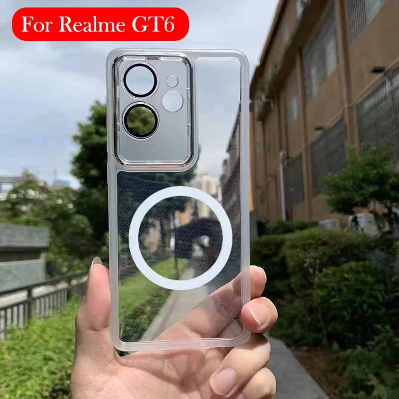 Magnetic-Case-For-Realme-GT6-5g-Wireless-Charging-Back-Cover-Case-for ...