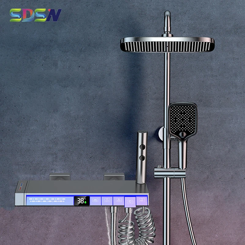 Grey-Piano-Digital-Bathroom-Shower-Set-Ambient-Lighting-Thermostatic ...