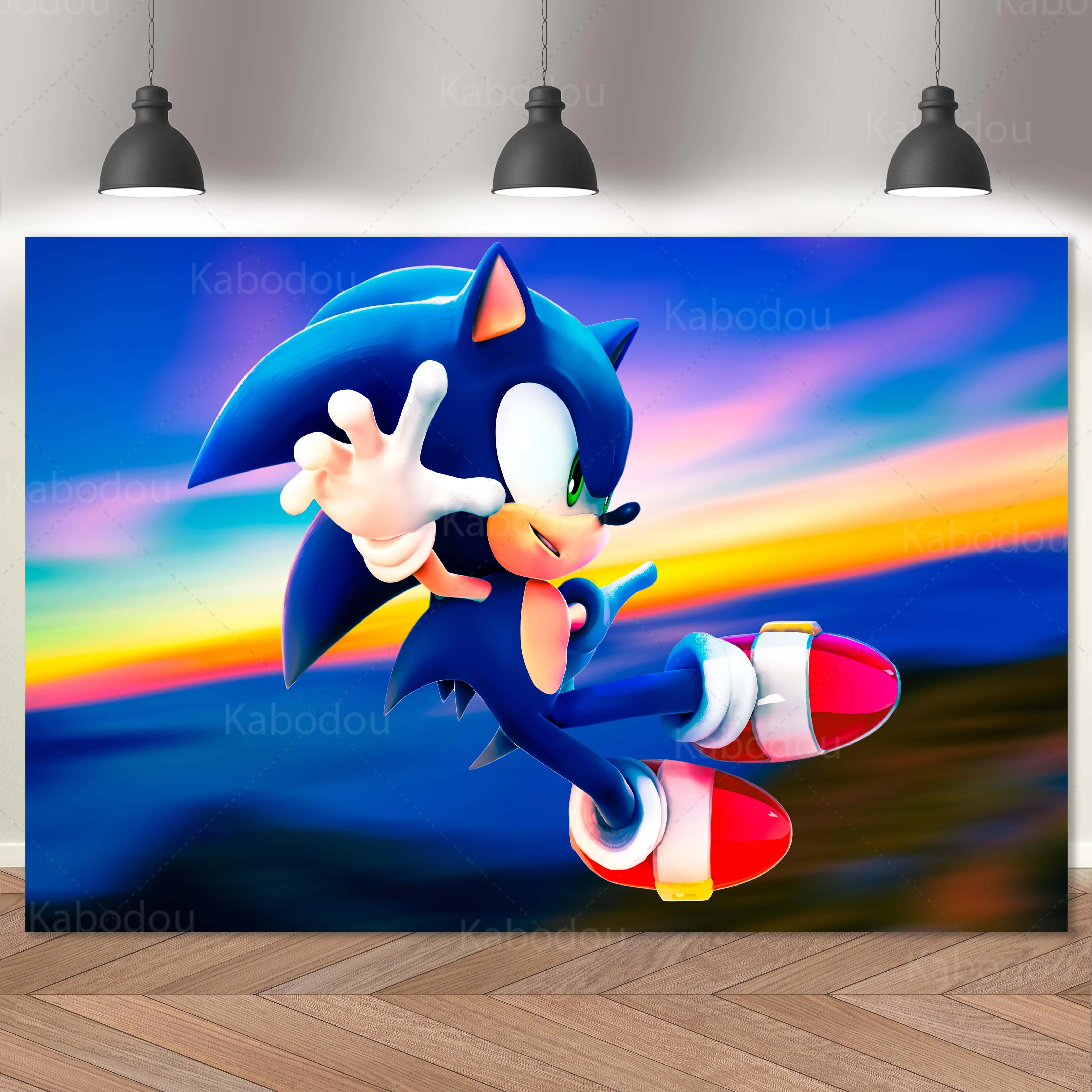 Banner de fondo azul de Sonic, decoración para fiesta de cumpleaños de ...