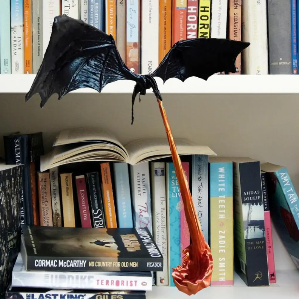 Dragon-Flame-Book-Nook-Halloween-Gothic-Flying-Dragon-Bookend-Winged ...