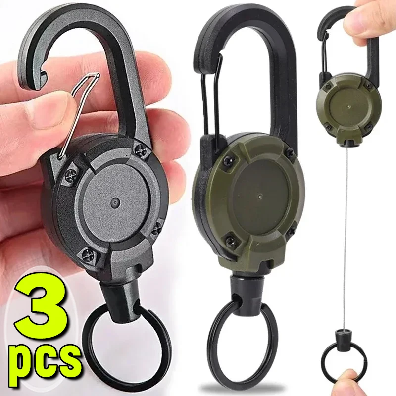 Retractable-Heavy-Duty-Pull-Reel-Carabiner-Key-Chains-Strong-Steel-Wire ...