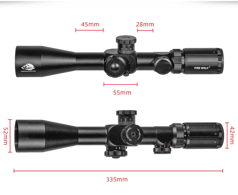 FIRE WOLF 4-14X44 IR Tactical Optical Rifle Sniper Scope Adjustable Red ...