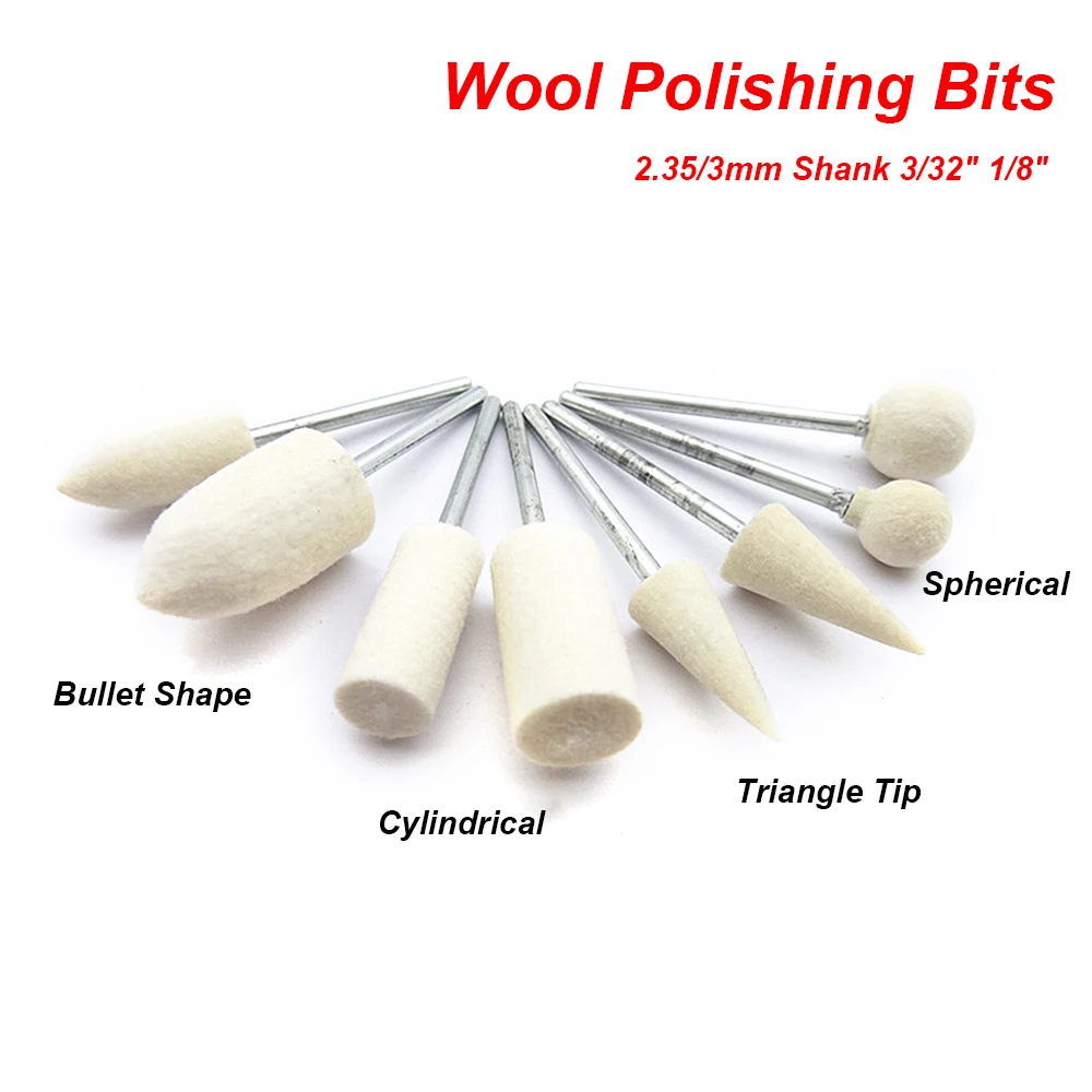 10Pcs Wool Felt Mounted Polishing Buffing Wheel OD 3-12mm grinding head ...