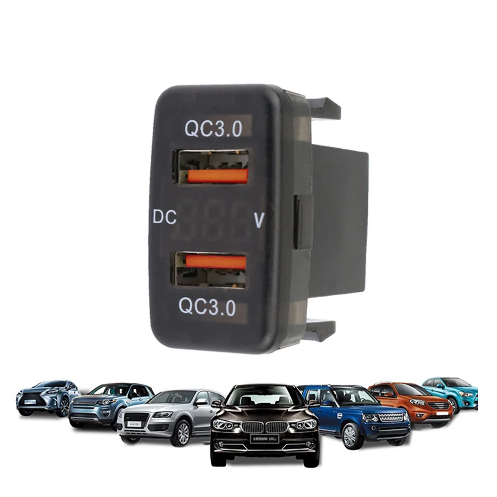Dual USB QC3.0 Car Socket Charger 12-24V Voltmeter LED Car Accessories ...