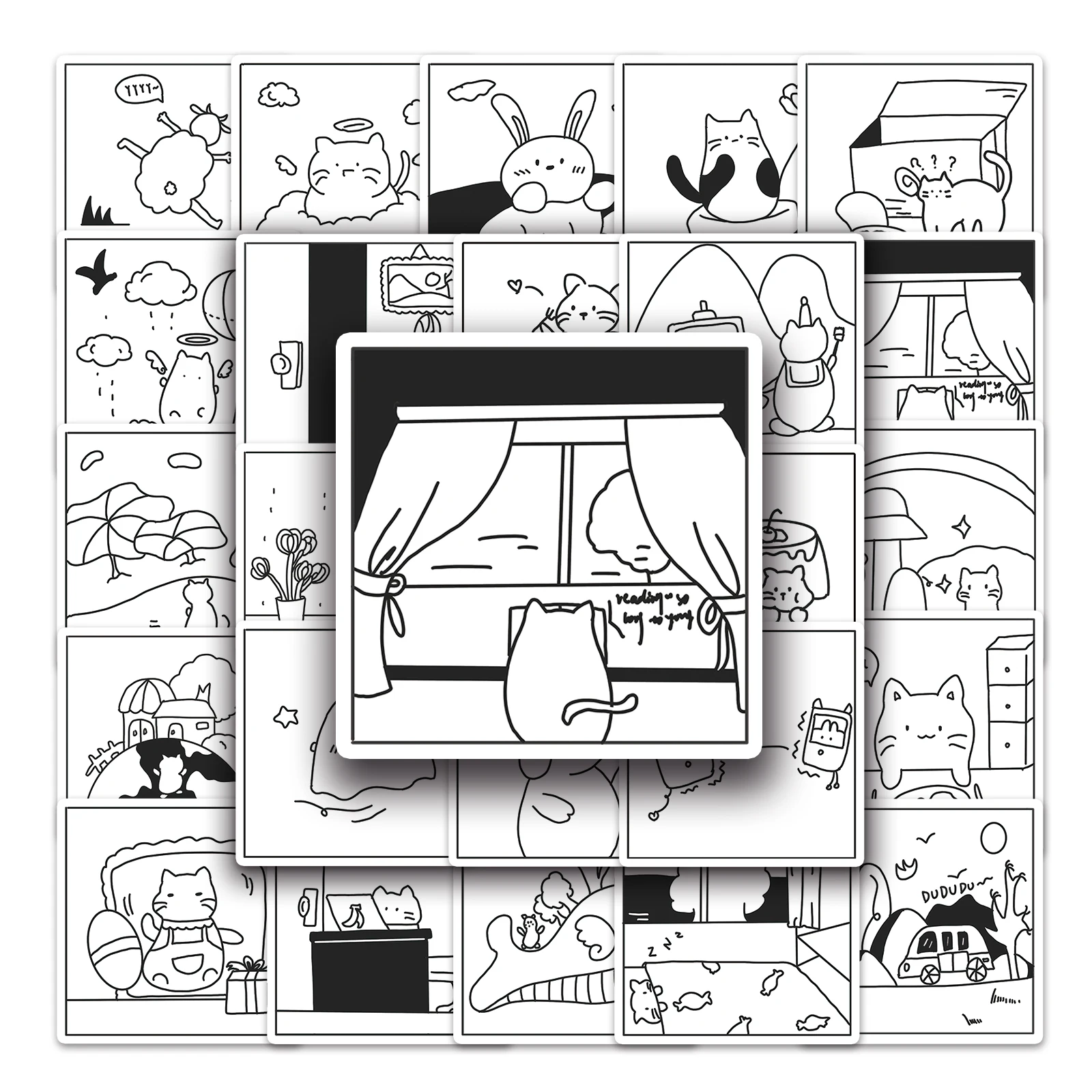 50 Piece Line Drawing Stickers Waterproof DIY For Phones Laptop Car ...
