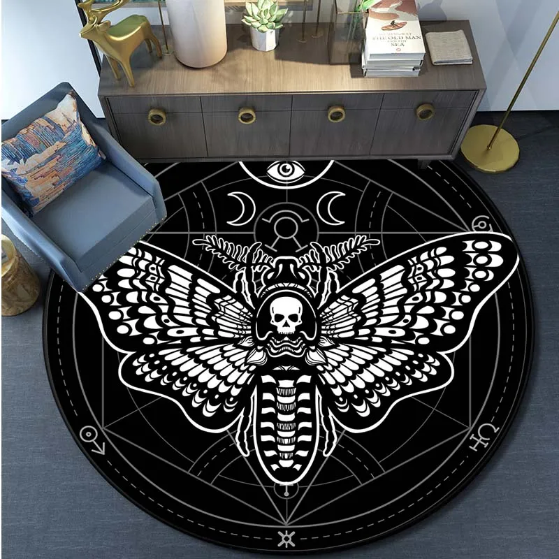 Death-Moth-Round-Carpet-Gothic-Skull-Round-Floor-Mat-Butterfly-Moon ...