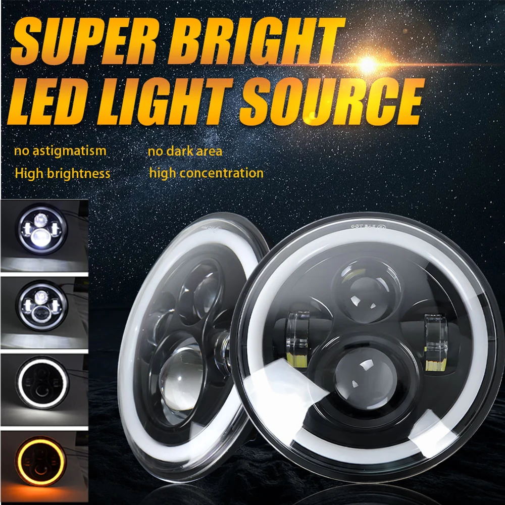 Faro-Led-de-7-pulgadas-para-motocicleta-faro-DRL-H4-Hi-Lo-con-Halo ...