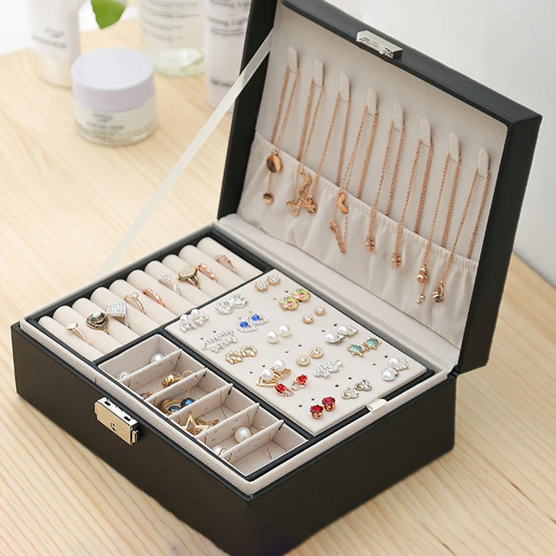 LIEBE-ENGEL-New-PU-Leather-Jewelry-Storage-Box-Portable-Double-Layer ...