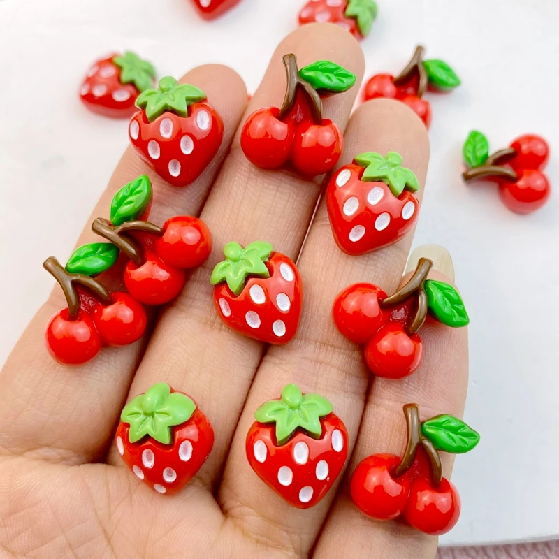 20Pcs-New-Cute-Resin-Mini-Strawberries-Cherries-Flatback-Jewelry-Making ...