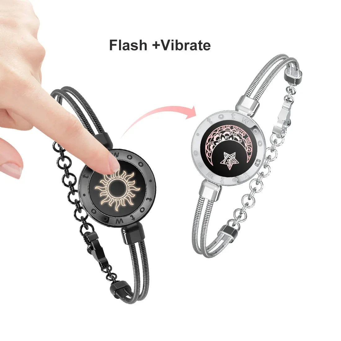 Totwoo-Longa Distância Toque Light Up e Vibrar Pulseiras para Casais ...