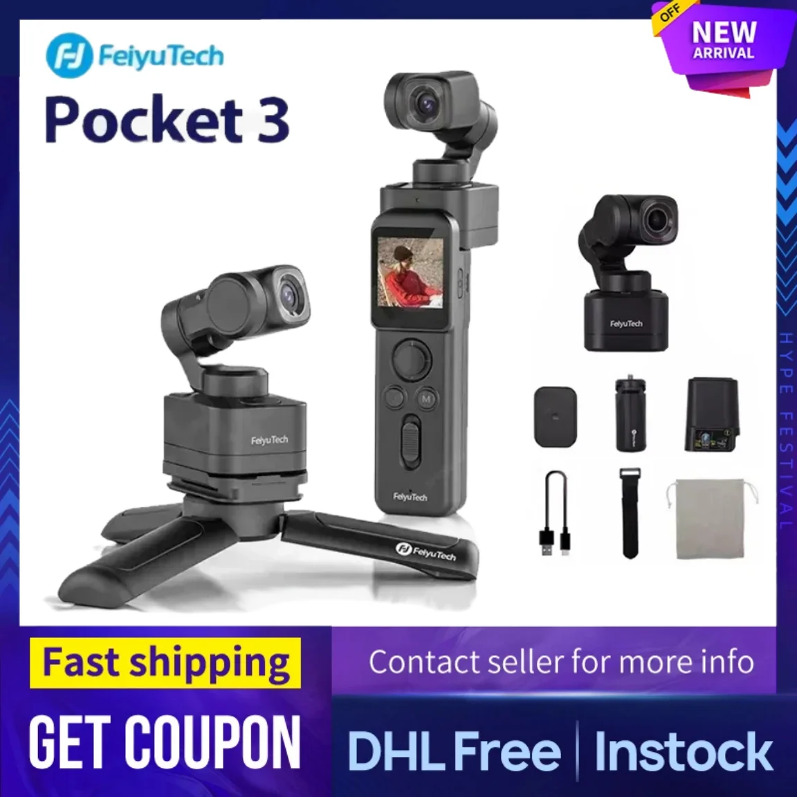 FeiyuTech-Feiyu-Pocket-3-C-mera-Cardan-Sem-Fio-Estabilizador-de-3-Eixos ...