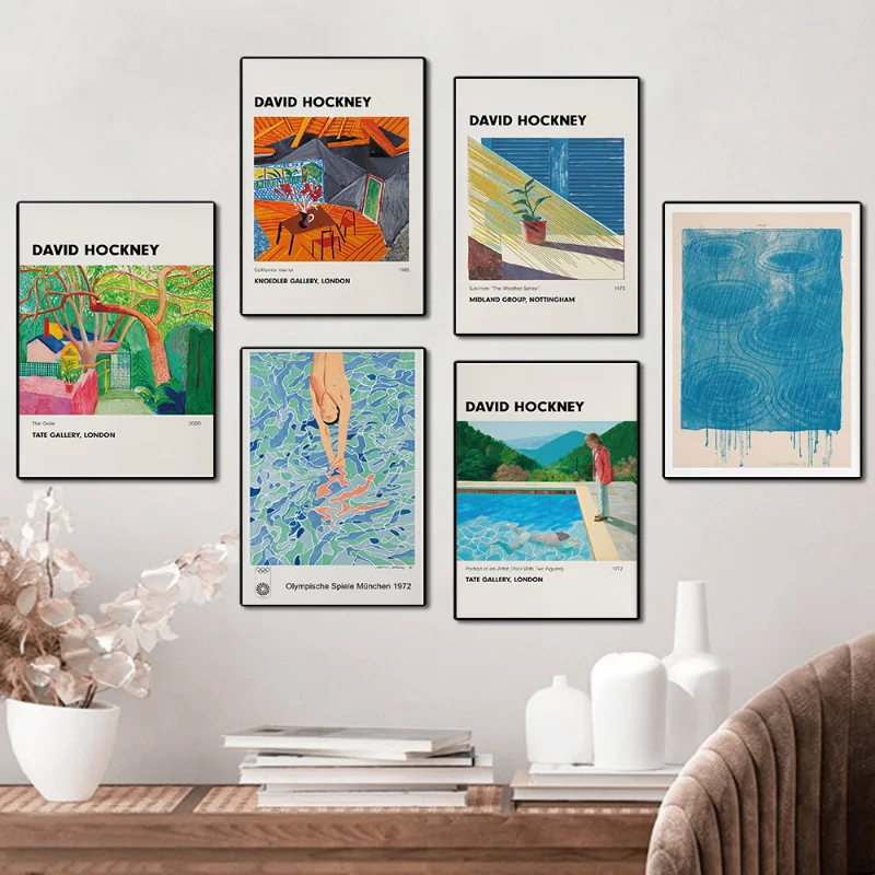 David-Hockney-Art-Prints-Exhibition-Vintage-Canvas-Poster-Abstract ...