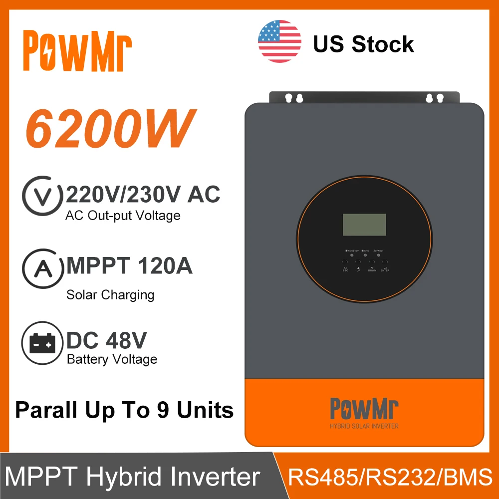 6200W Solar Hybrid Inverter 48V DC To 230V AC With 120A MPPT Solar ...