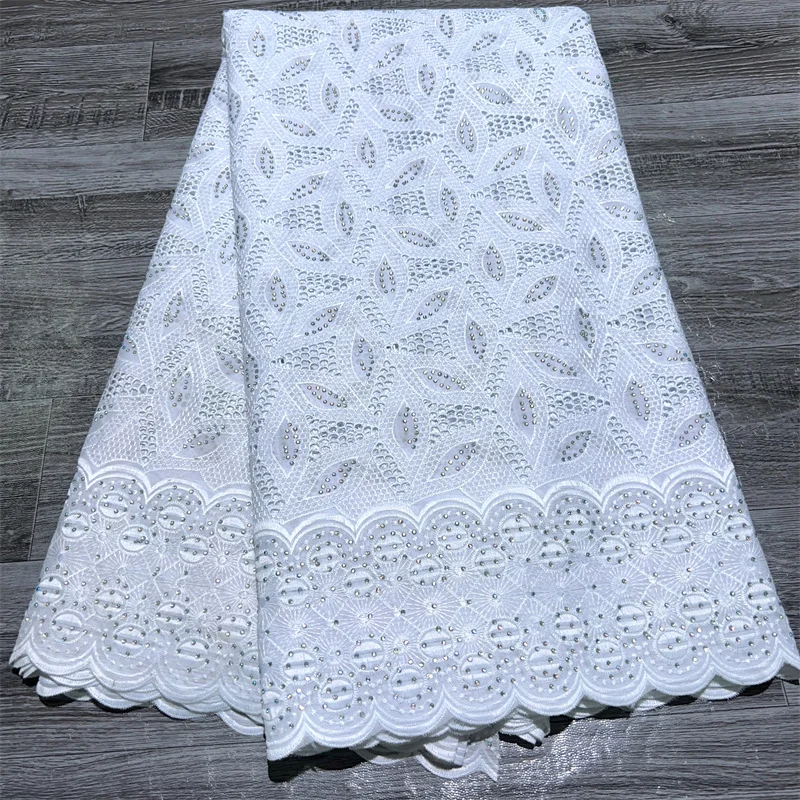 White-Original-Dry-Cotton-Lace-Fabric-2024-High-Quality-Crystals-5-Yard ...