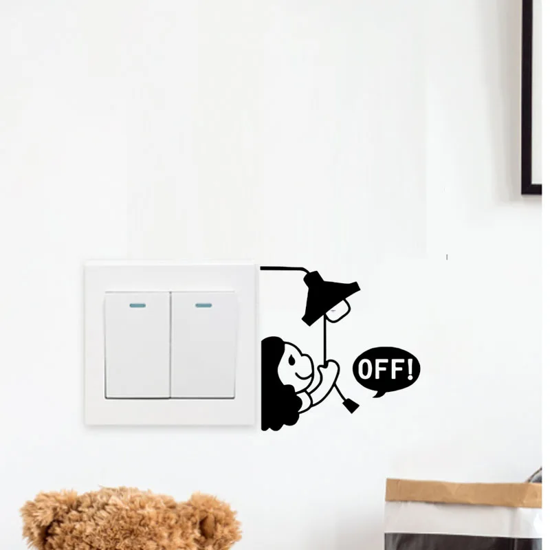 Self-adhesive-cute-girl-wall-switch-sticker-suitable-for-kitchen ...