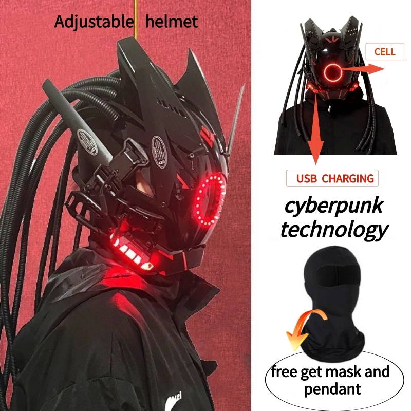 New-Cyberpunk-Mask-Mechanical-Helmet-Predator-Cos-Luminescent-Mask ...