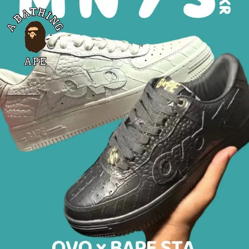 A BAThing APE BAPESTA SK8 DUNK blanco negro Ovo Co marca Street Fashion ...