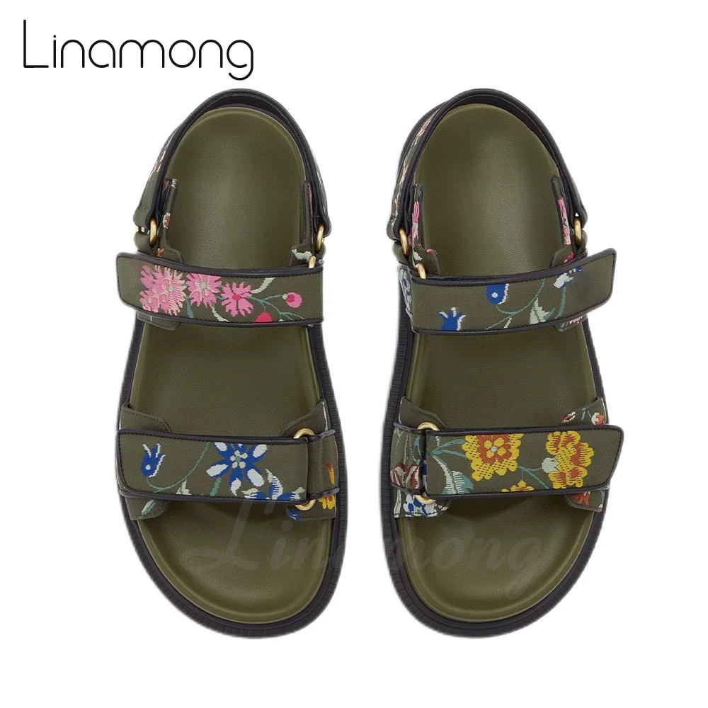 Multicolor-Floral-Embroidered-Sandals-Technical-Fabric-Leather-Summer ...