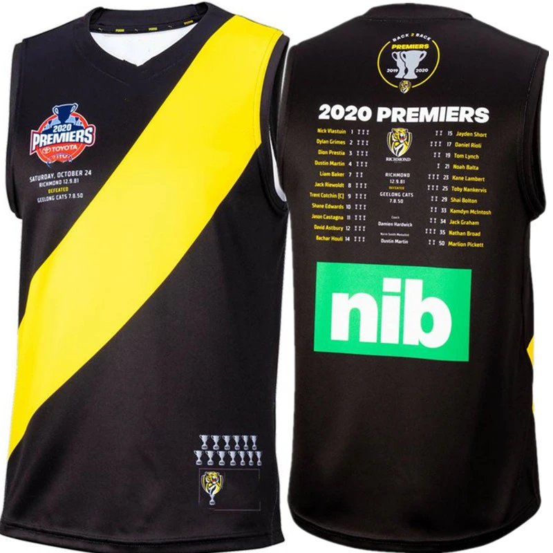 RICHMOND FOOTBALL CLUB MEN'S 2020 PREMIERSHIP GUERNSEY Premiers Jersey ...