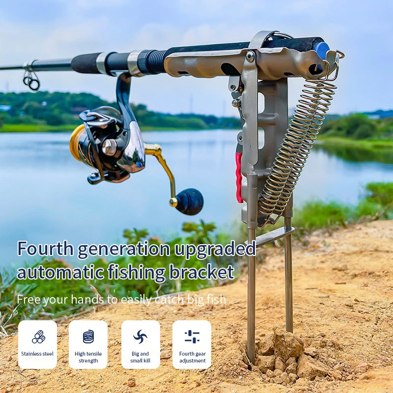 Fishing Rod Ground Holder Base Downhill Automatic Cane Support Stand ...