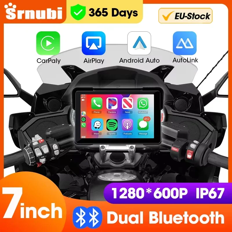 Srnubi 7 Zoll Motorrad DVR Tragbare Drahtlose CarPlay Android Auto ...