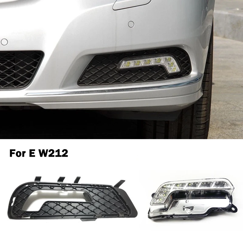 Fog-Lamp-Frame-DRL-Lights-Front-Lower-Grill-Cover-For-Mercedes-Benz-E ...