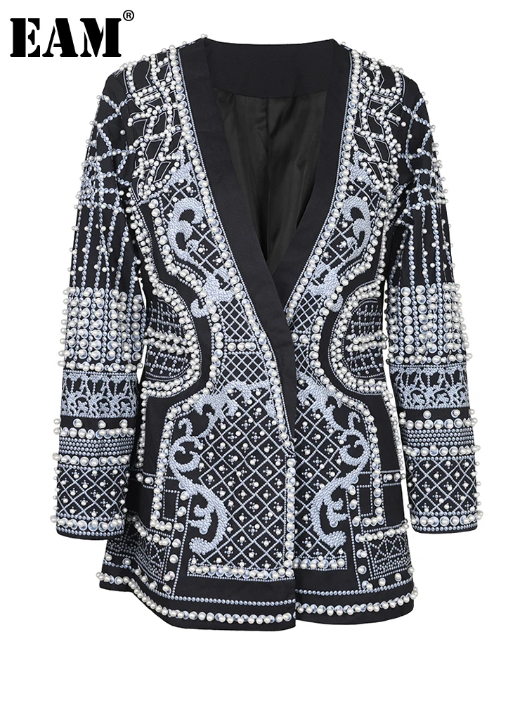 EAM-Chaqueta-de-talla-grande-con-perlas-blancas-para-mujer-chaqueta ...