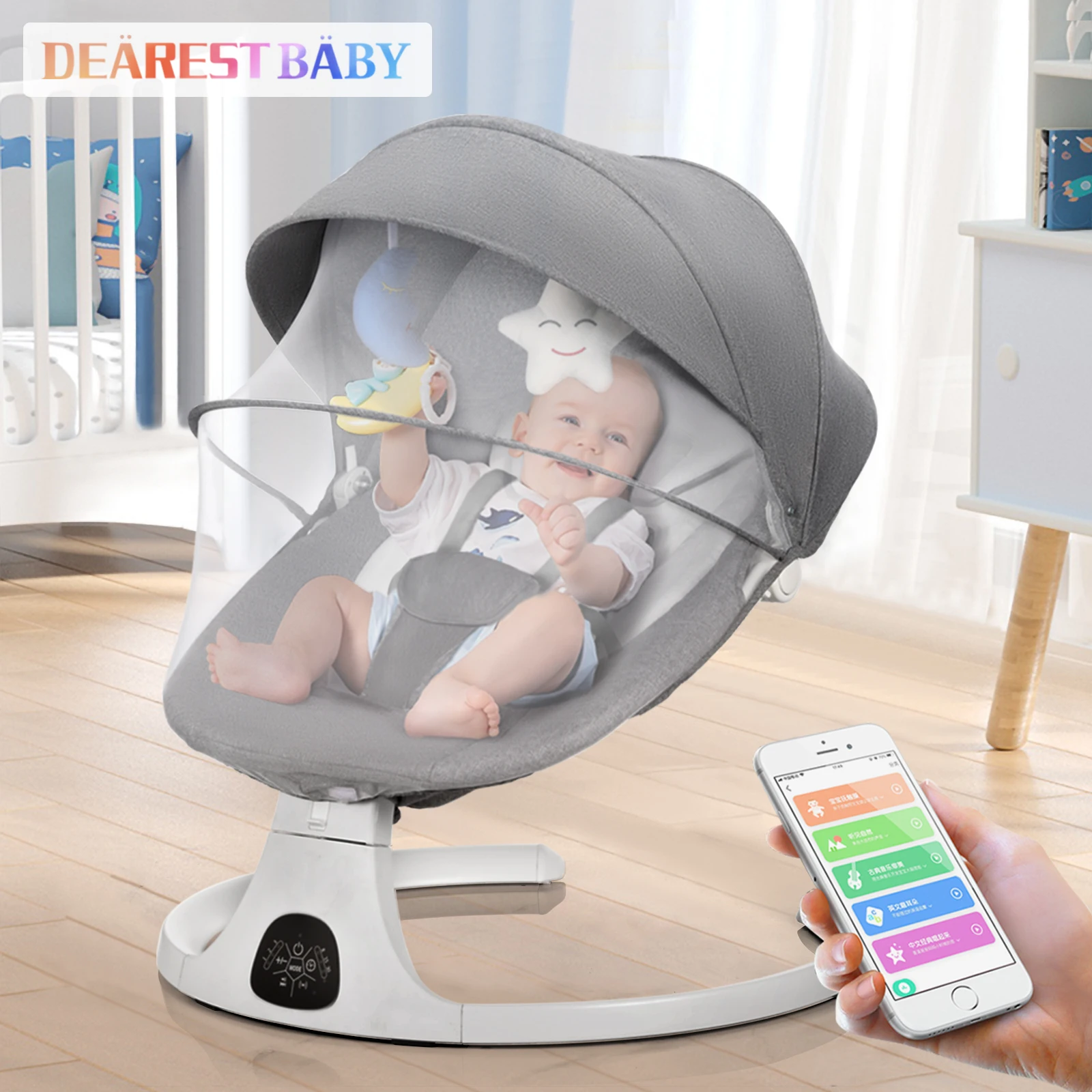 Baby-Rocking-Bed-Newborn-Electric-Swing-Rocking-Chair-Intelligent-Touch ...