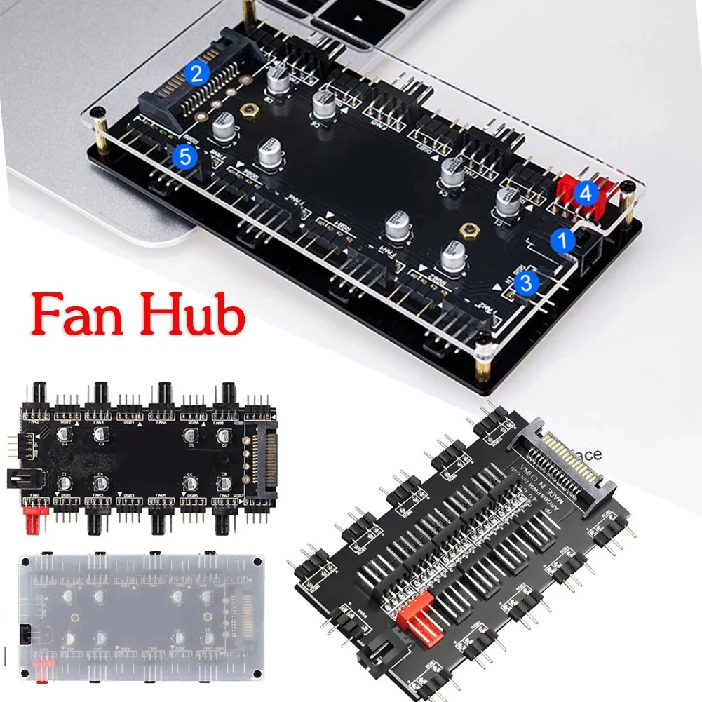 12V-4pin-RGB-5V-3pin-Argb-L-fter-PWM-Nabe-1-bis-8-Mehrwege-Splitter ...