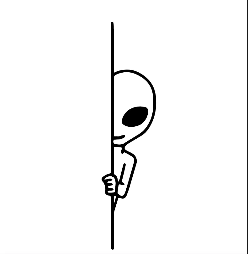 Peeking Alien UFO Car Sticker Small/Big Size Cute Funny Decor Removable ...