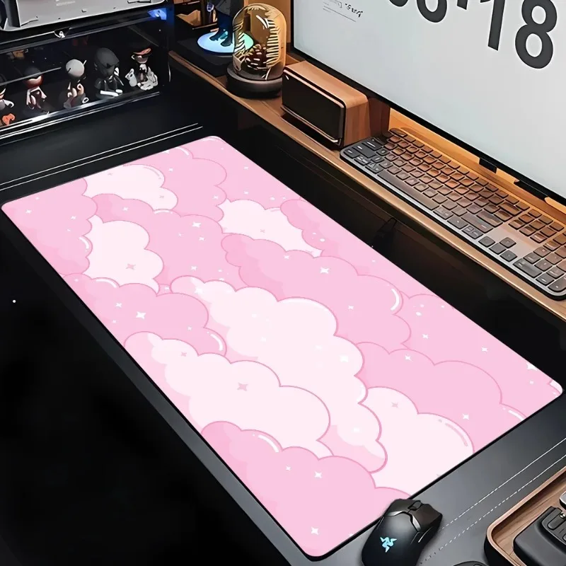 Large-Size-Pink-Mousepad-Pastel-Clouds-Desk-Mat-Kawaii-Cartoon-Mouse ...