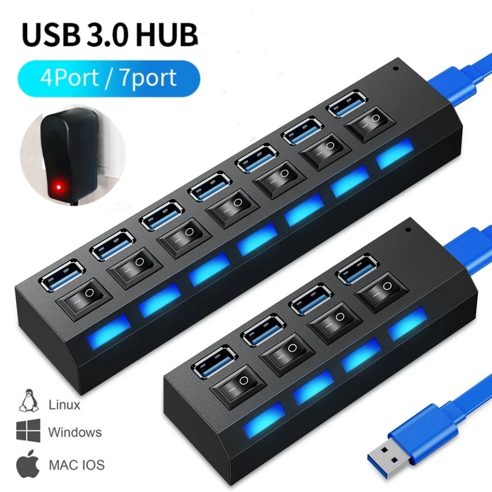 HUB-USB-3-0-haute-vitesse-r-partiteur-USB-3-0-4-7-ports-adaptateur ...